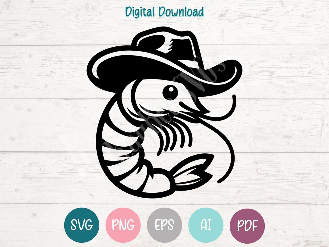 Cowboy Shrimp SVG PNG Clipart Cut Files for Cricut, Silhouette, Laser ...