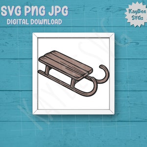Wooden Sled SVG PNG JPG Clipart Digital Cut File Download for Cricut ...