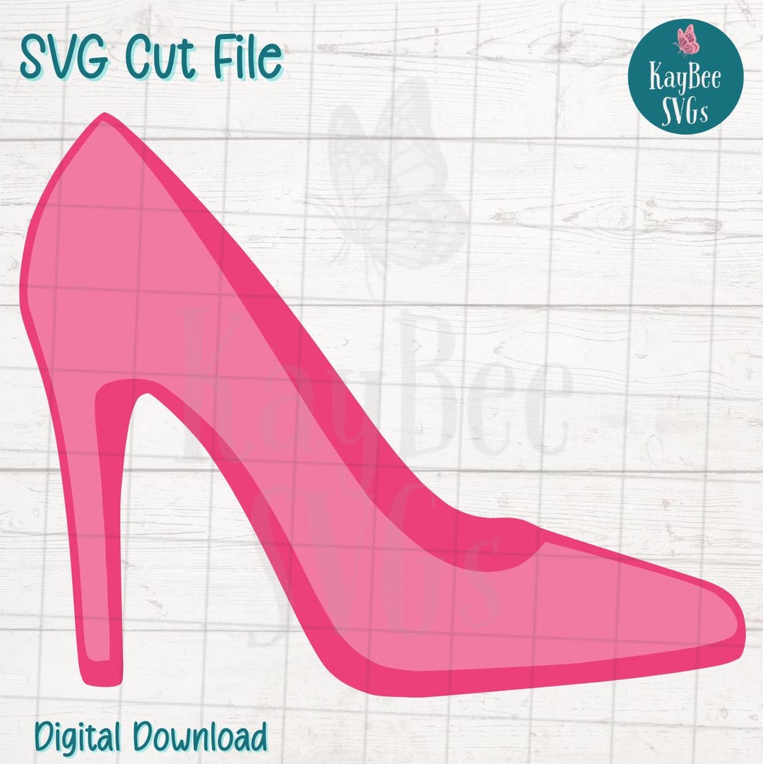 Pink High Heel Shoe SVG PNG Cut Files for Cricut Silhouette Digital ...