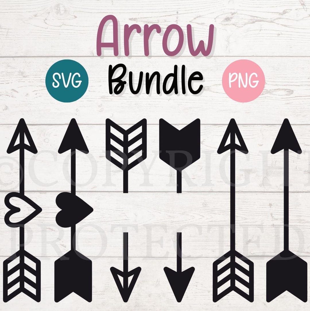 Arrow SVG PNG Bundle, Boho Arrow Clipart, Heart Arrow Silhouette ...