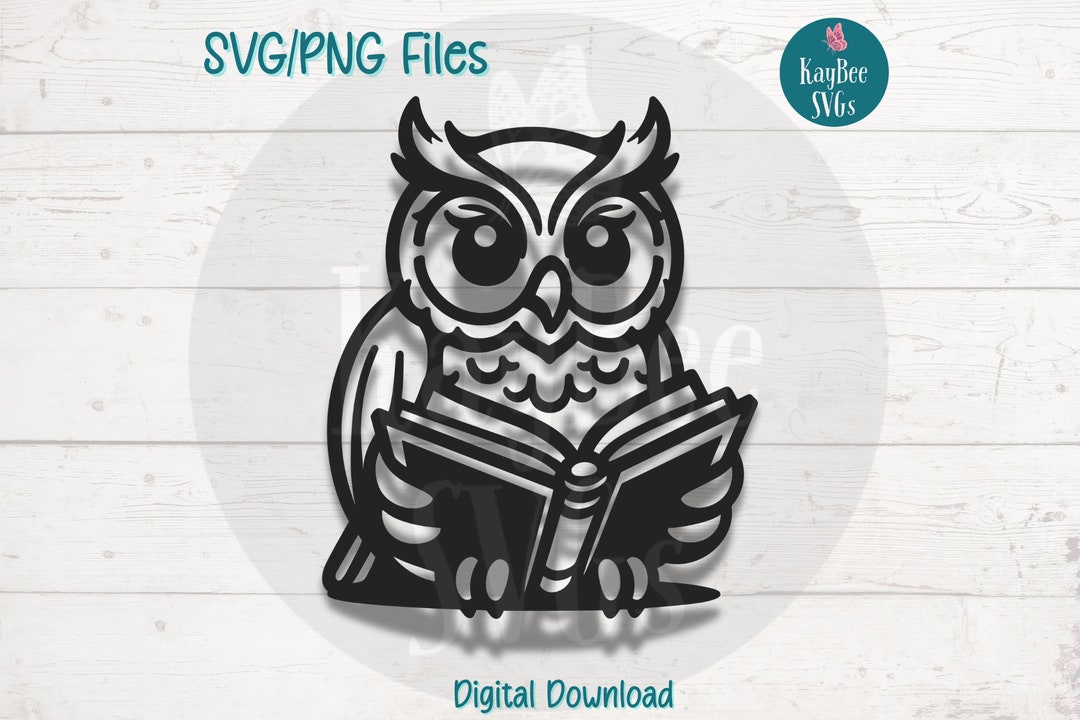 Reading Owl SVG PNG Clipart Cut Files for Cricut, Silhouette, Laser ...