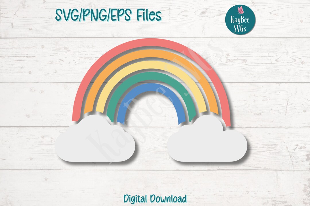 Rainbow Clouds SVG PNG EPS Cut Files for Cricut, Silhouette, Digital ...