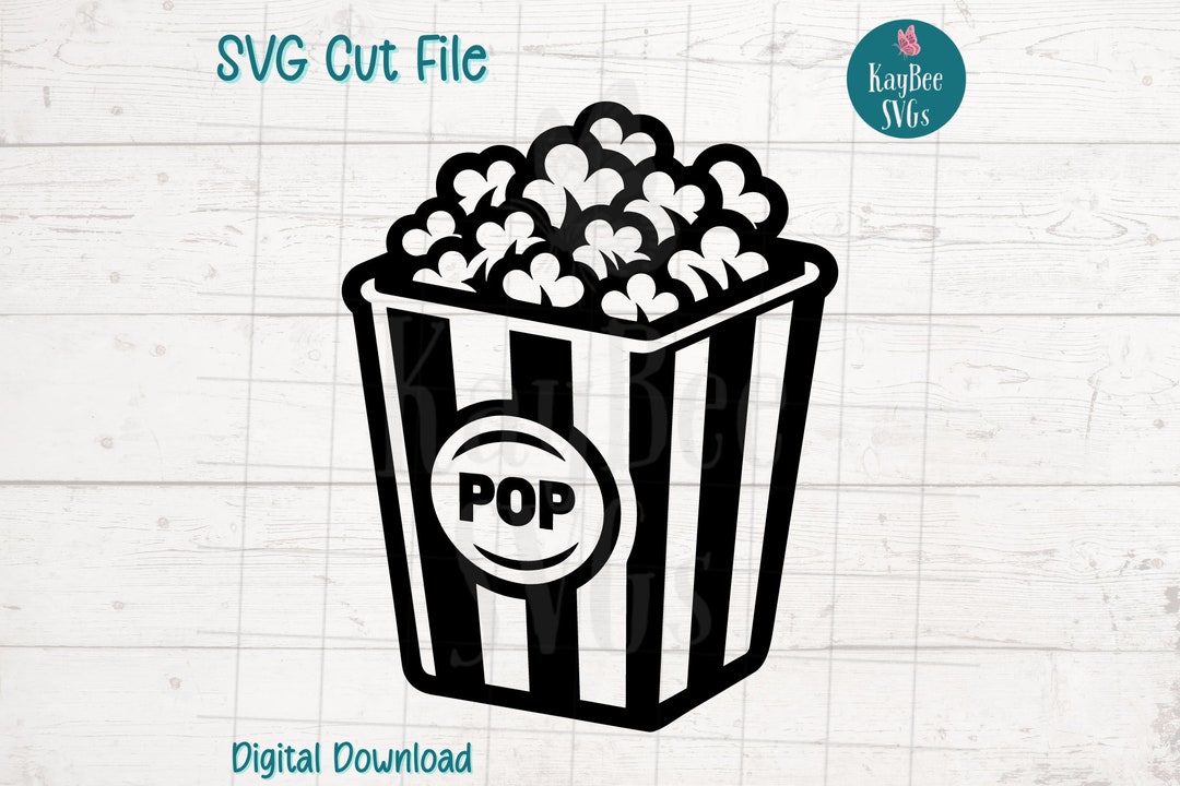 Bucket of Popcorn SVG Cut File for Cricut, Silhouette, Digital Download ...