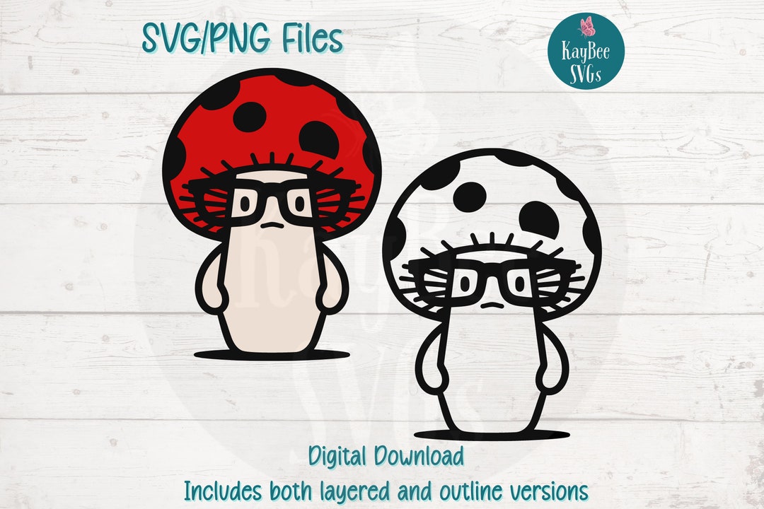 Nerdy Mushroom SVG PNG Funny Fungi Clipart for Cottagecore and Nature ...