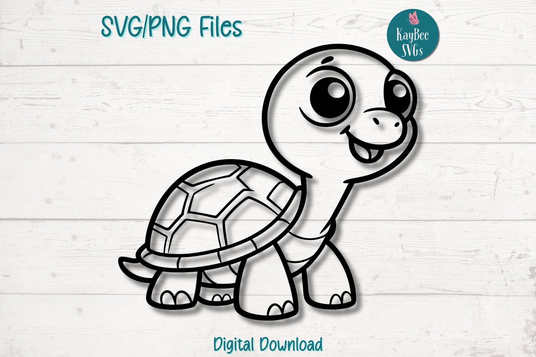 Cartoon Turtle SVG PNG Clipart Cut Files for Cricut, Silhouette, Laser ...