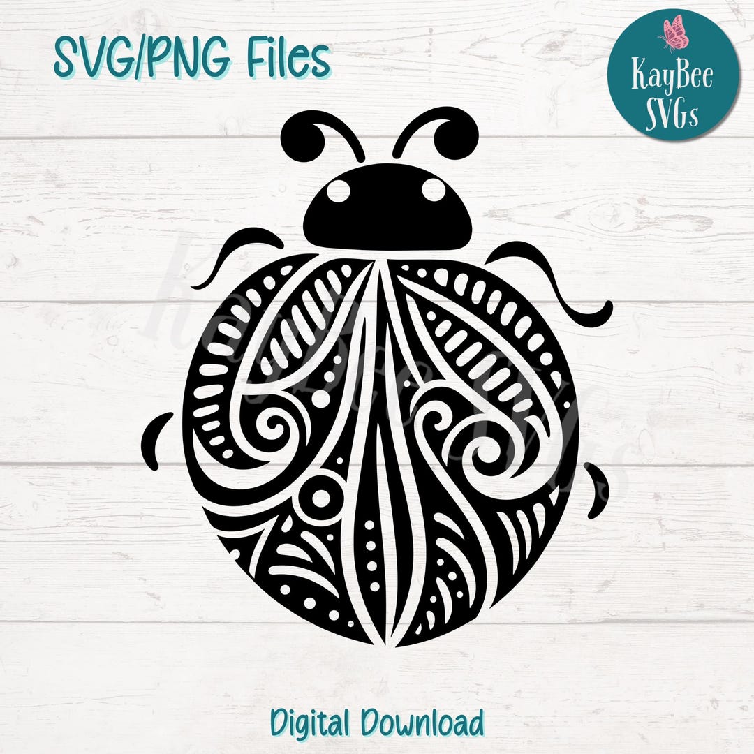 Zentangle Ladybug SVG PNG Cut Files for Cricut, Silhouette Digital ...