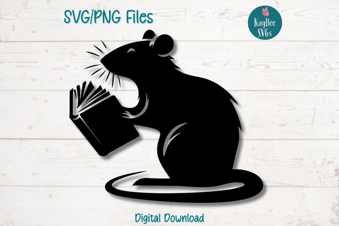 Rat Reading a Book SVG | PNG Cut Files for Cricut, Silhouette, Digital ...