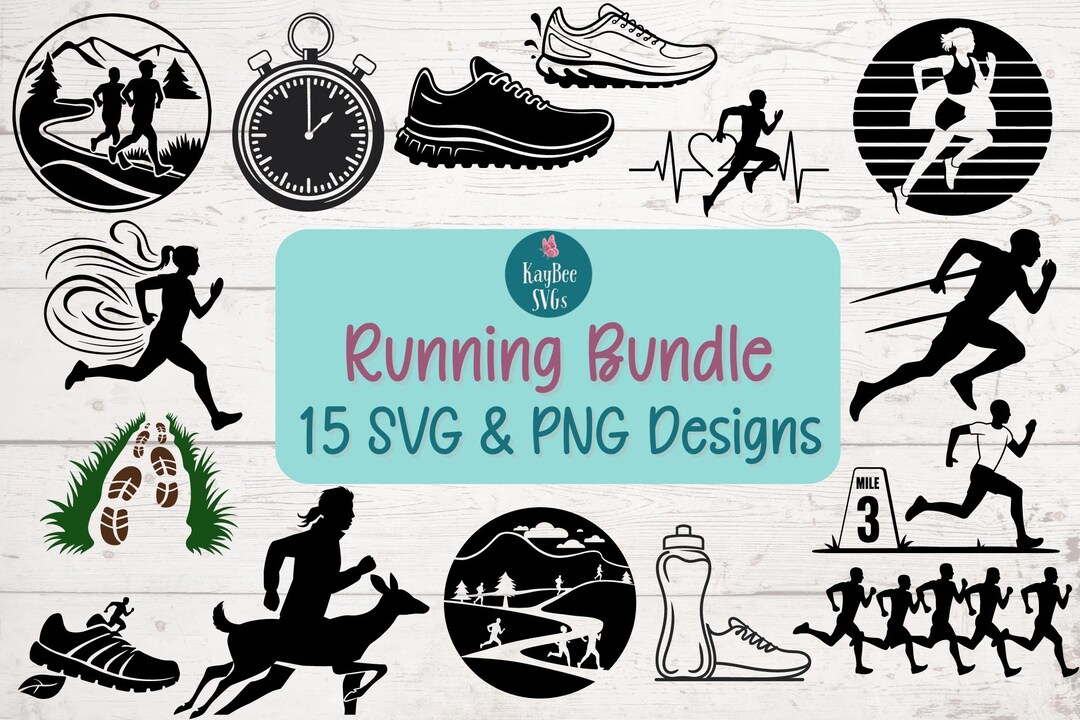 Running SVG Bundle | 15 Running & Cross Country SVG and PNG Files for ...