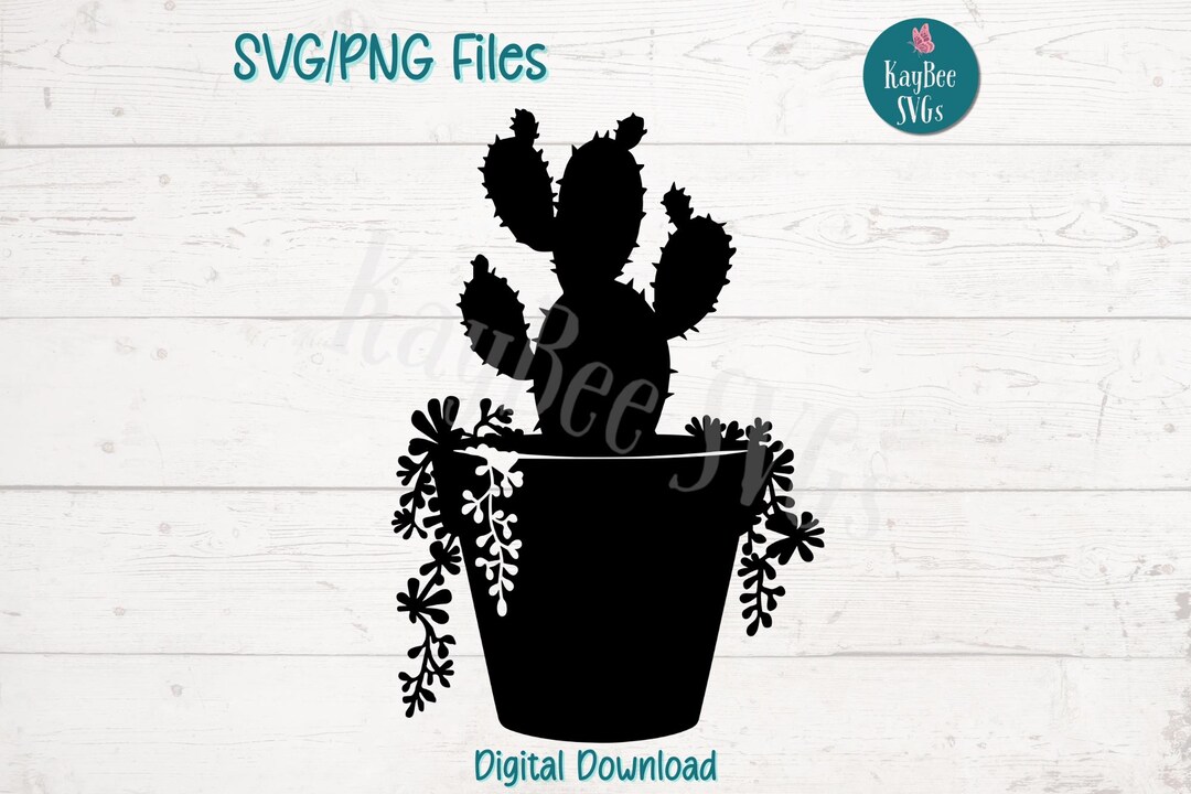 Potted Cactus SVG PNG Cut Files for Cricut, Digital Download, Laser ...