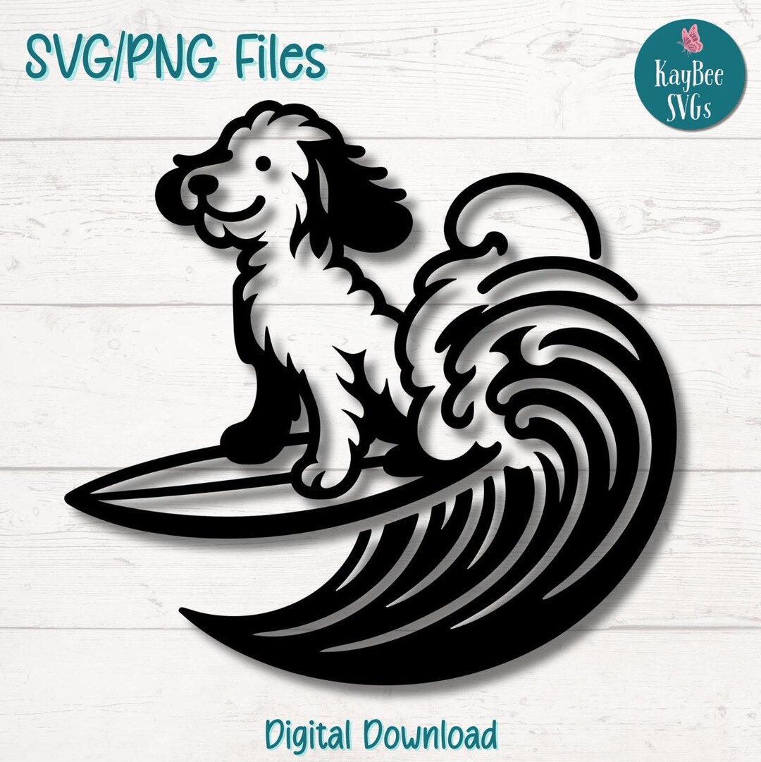 Surfing Doodle Dog SVG, Wave Cut Files (digital Download) - Etsy