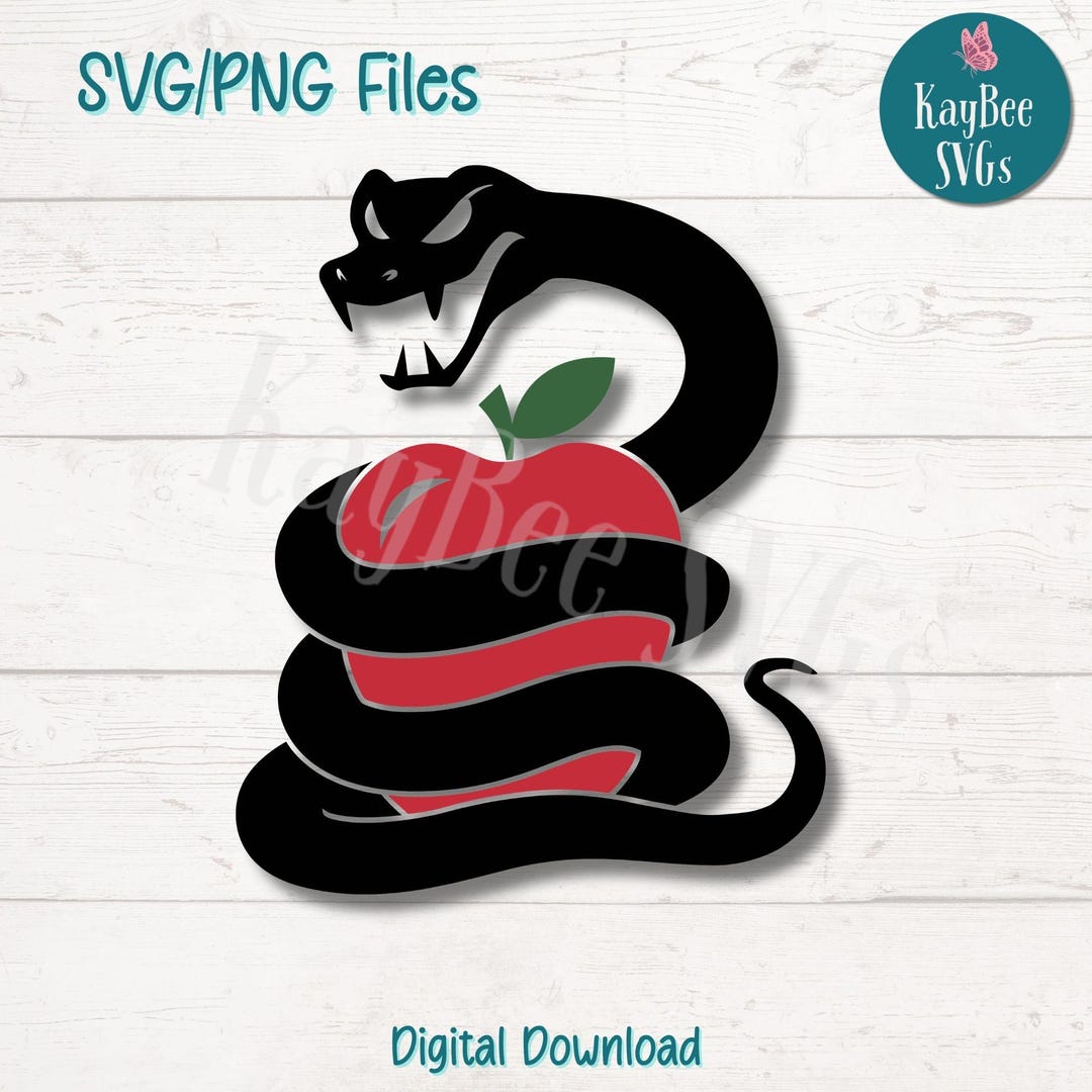 Snake Wrapped Around Apple SVG: Clipart Cut Files for Cricut ...