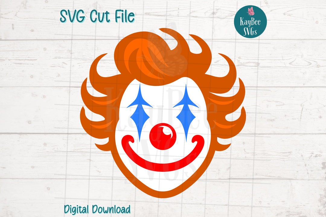 Clown Face SVG Cut File for Cricut, Silhouette, Digital Download ...