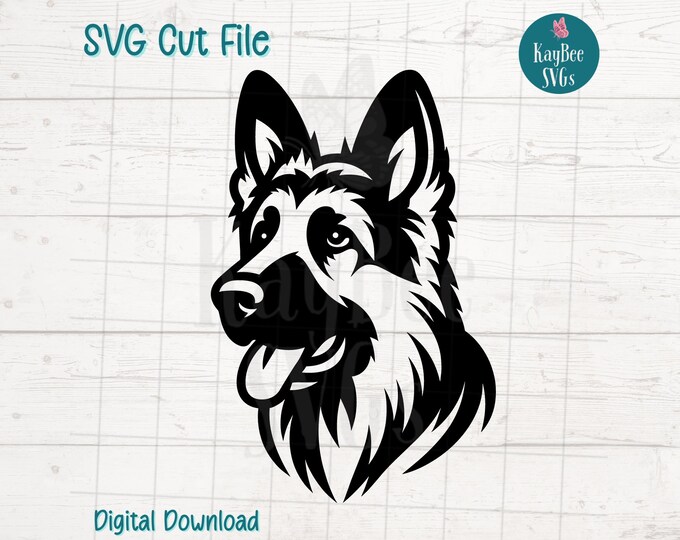 German Shepherd Head SVG Clipart & PNG Files, Police Dog K-9 SVG, Cut ...