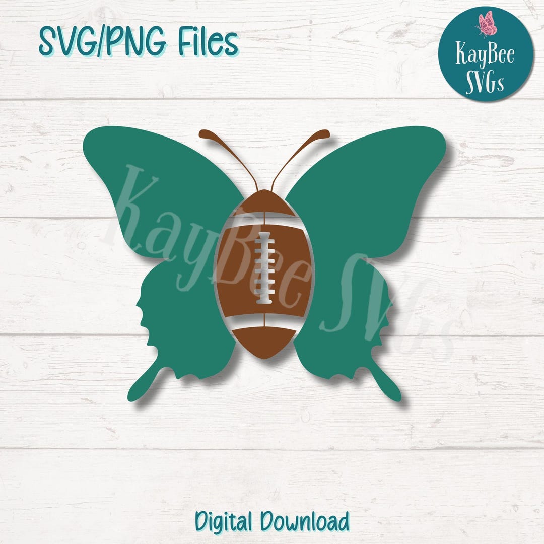Football Butterfly SVG PNG Cut Files for Cricut, Silhouette Digital ...