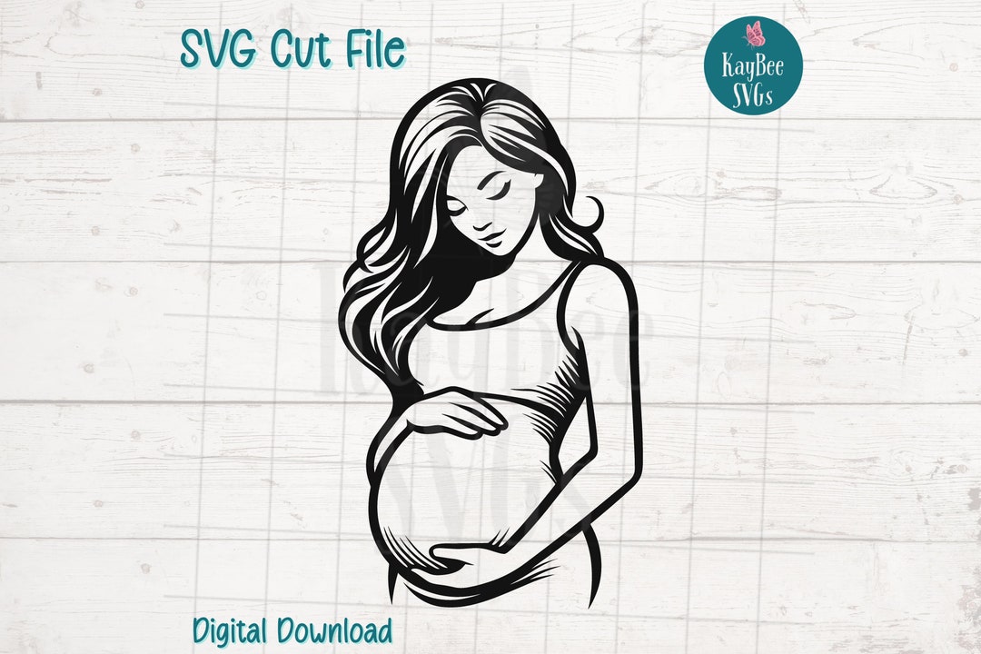 Pregnant Woman SVG PNG Clipart Cut Files for Cricut, Silhouette, Laser ...