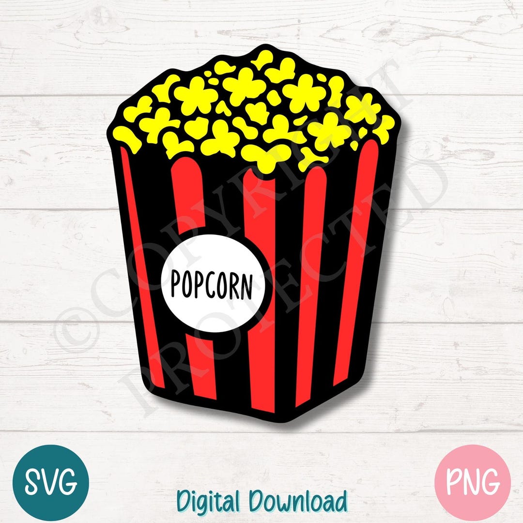 Popcorn SVG PNG Cut Files for Cricut, Silhouette Digital Download ...