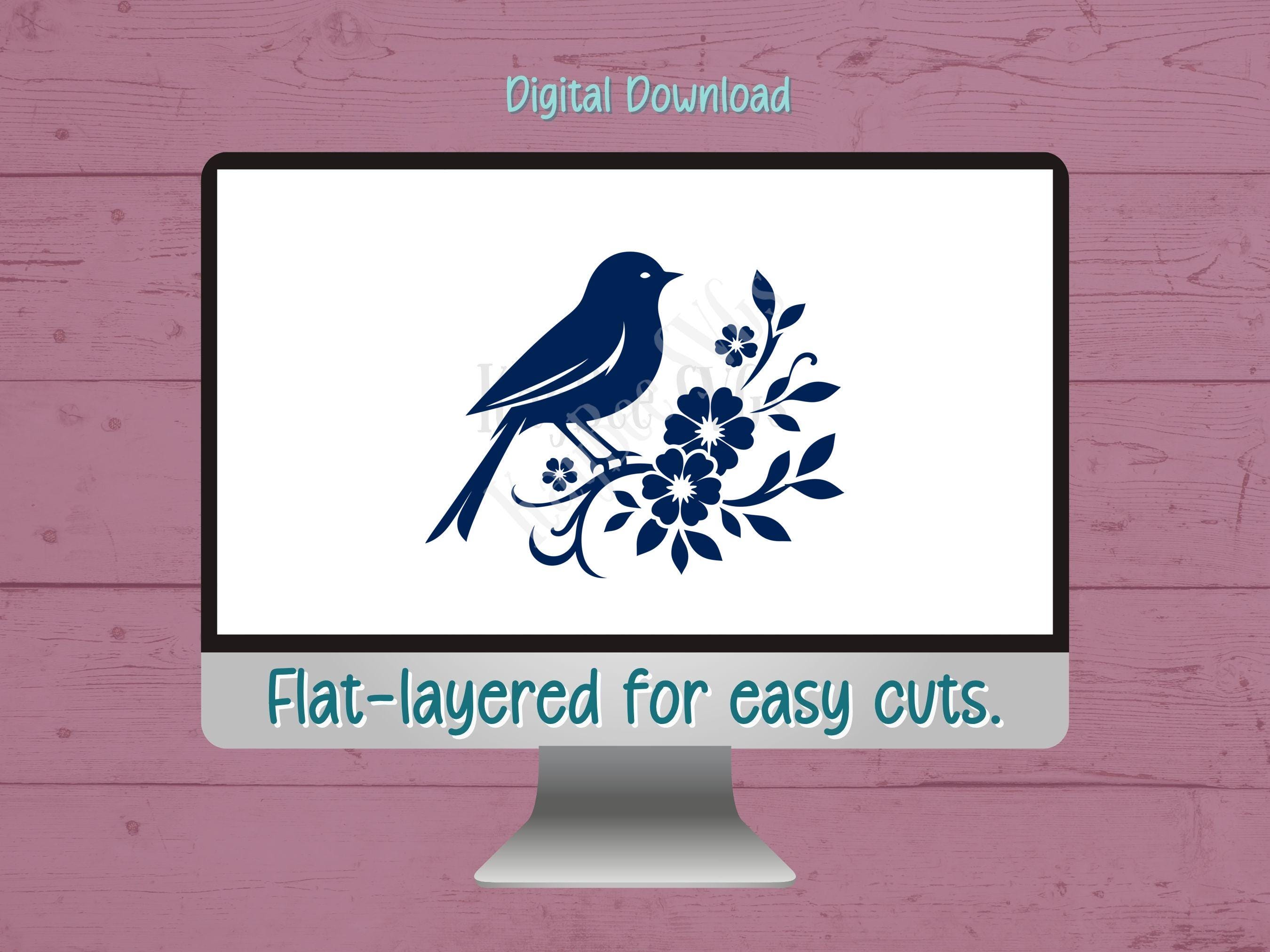 Floral Bluebird SVG PNG Clipart Cut Files for Cricut, Silhouette, Laser ...