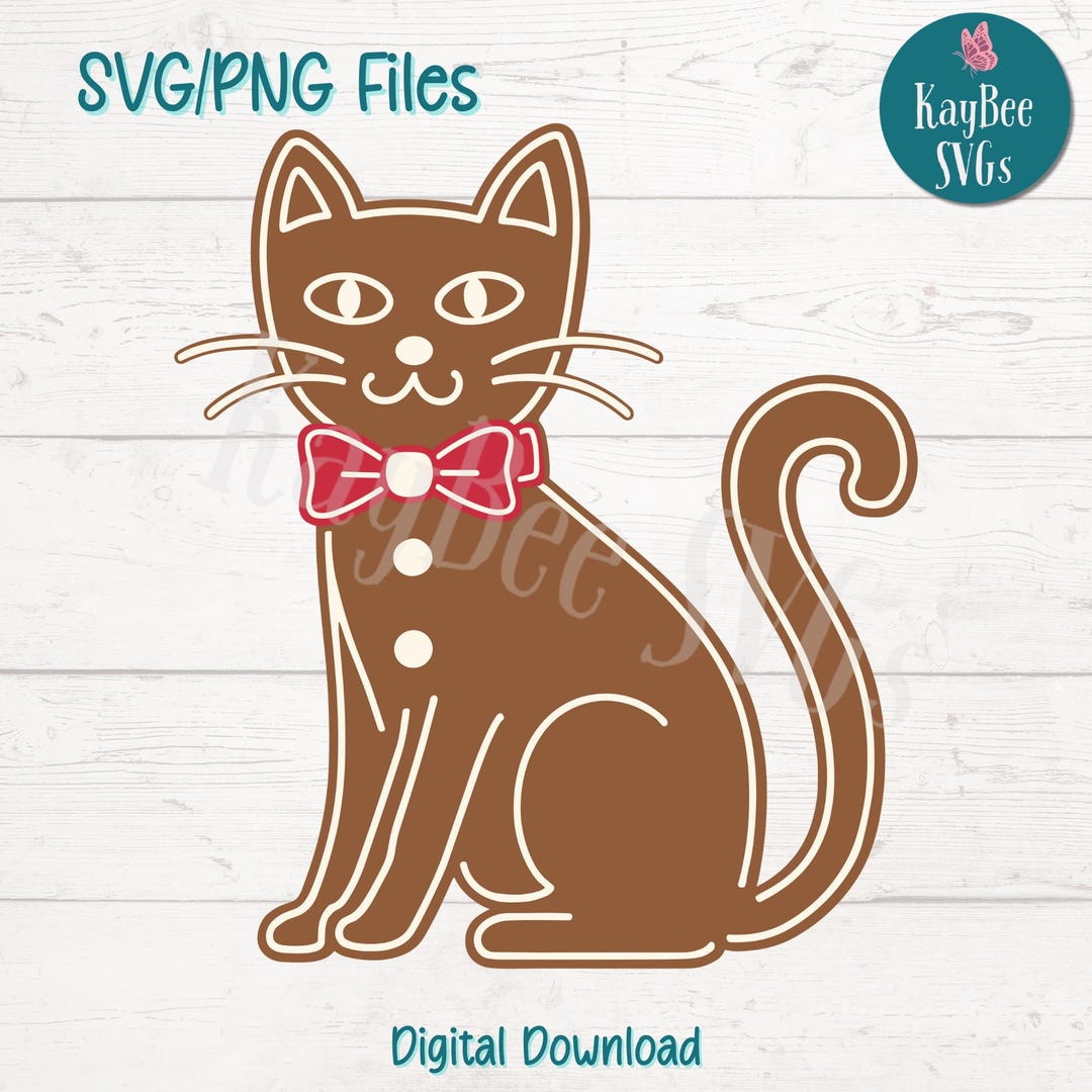 Gingerbread Cat SVG: Clipart Cut Files for Cricut, Silhouette, Laser ...