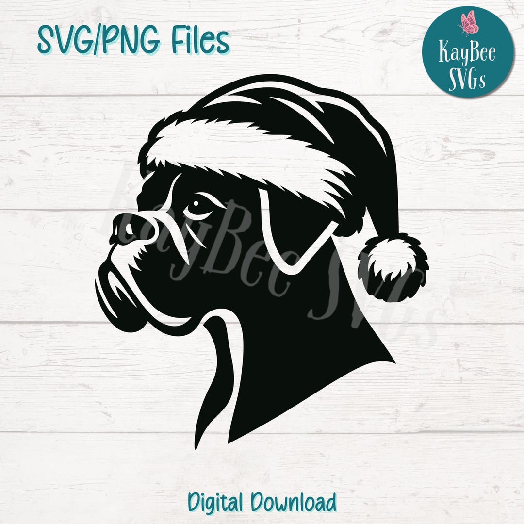 Boxer Dog Santa Hat SVG, PNG Files for Cricut (digital) - Etsy