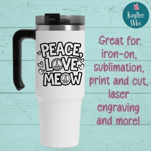 Peace Love Meow SVG PNG Cut Files for Cricut, Silhouette Digital ...