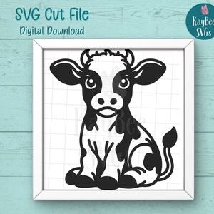 Cute Baby Cow Calf SVG Digital Cut File for Cricut, Silhouette ...