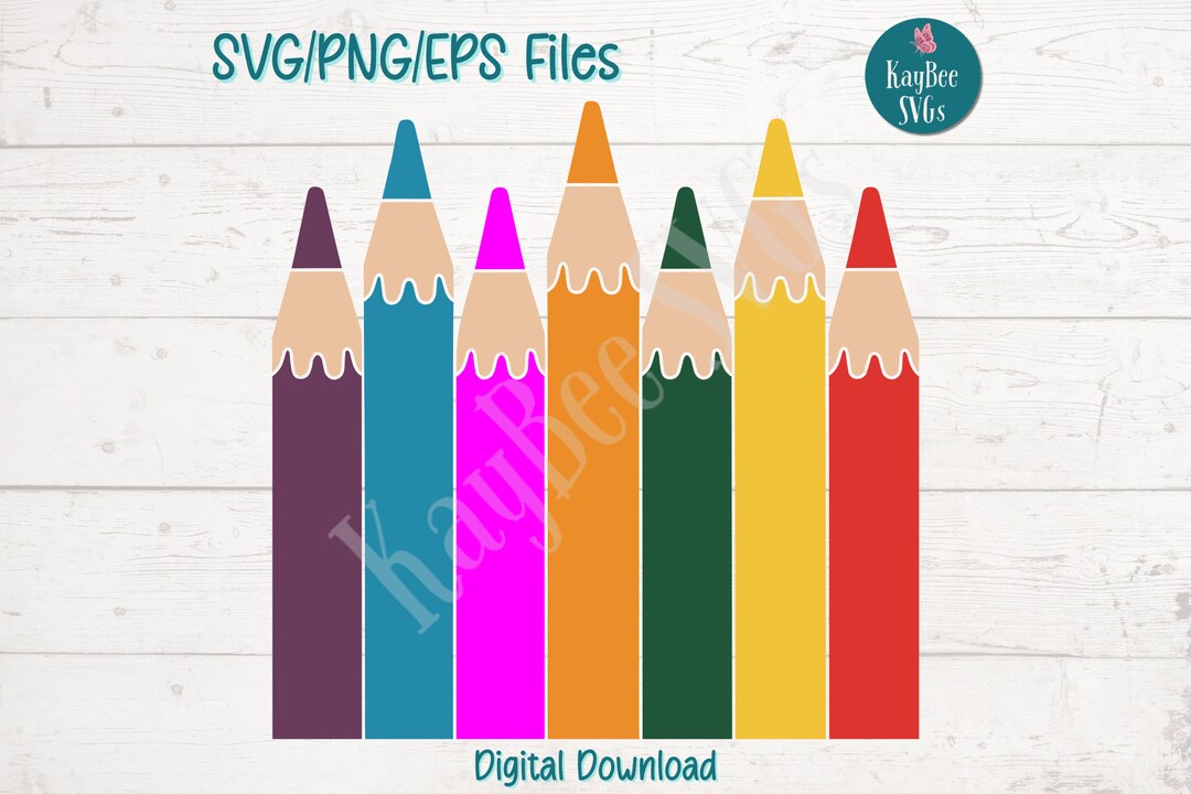 Colored Pencils SVG: Clipart Cut Files for Cricut, Silhouette, Laser ...
