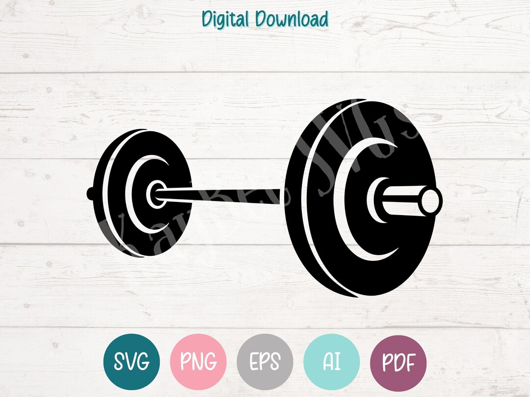 Powerlifting Barbell SVG PNG Clipart Cut Files for Cricut, Silhouette ...