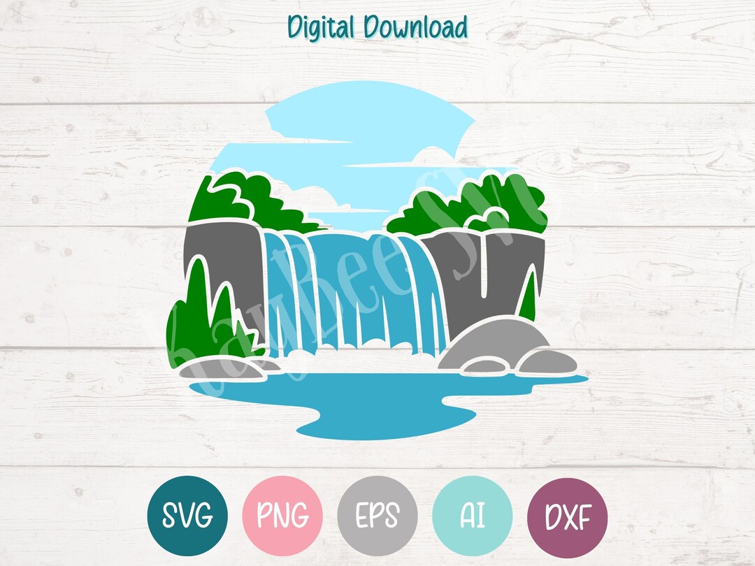 Waterfall SVG PNG Clipart Cut Files for Cricut, Silhouette, Laser ...