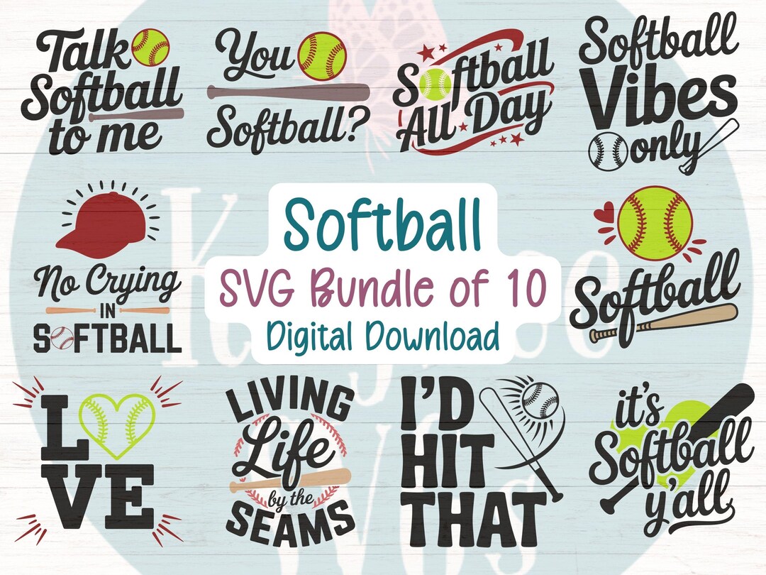 Softball SVG Bundle: Clipart Cut Files for Cricut, Silhouette, Laser ...