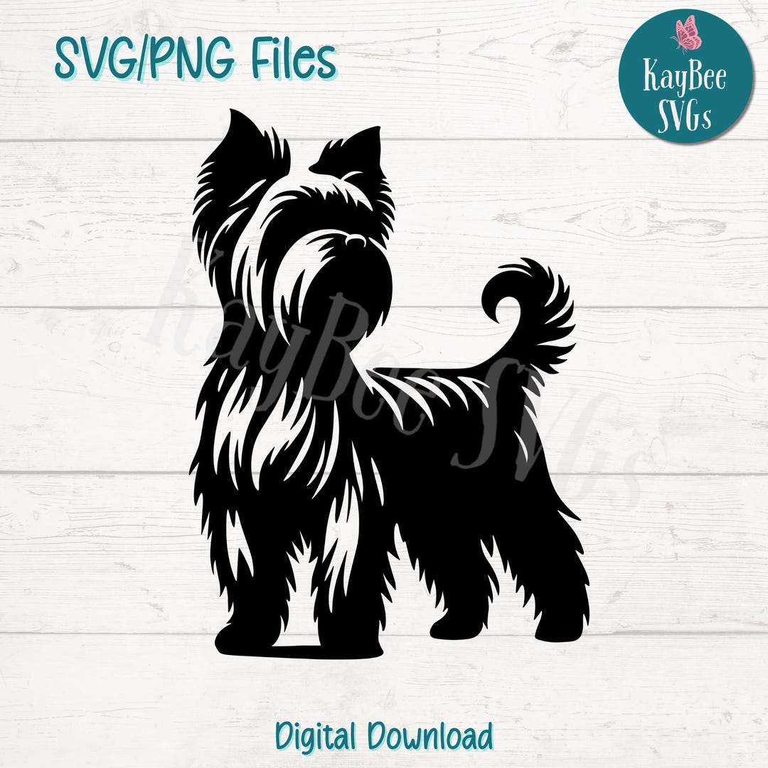 Standing Yorkie SVG PNG Cut Files for Cricut, Silhouette Digital ...
