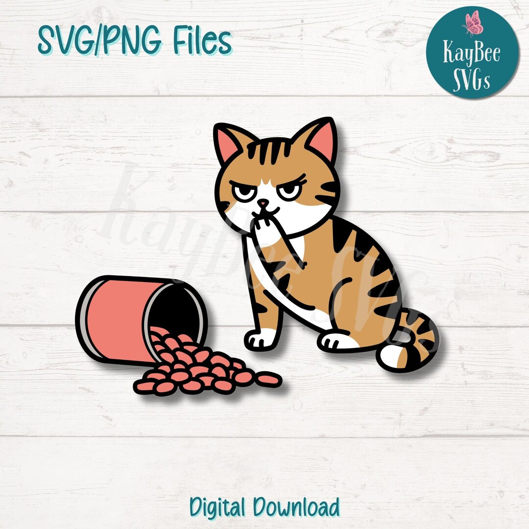 Cat Spilling the Beans SVG PNG Cut Files for Cricut, Silhouette Digital ...