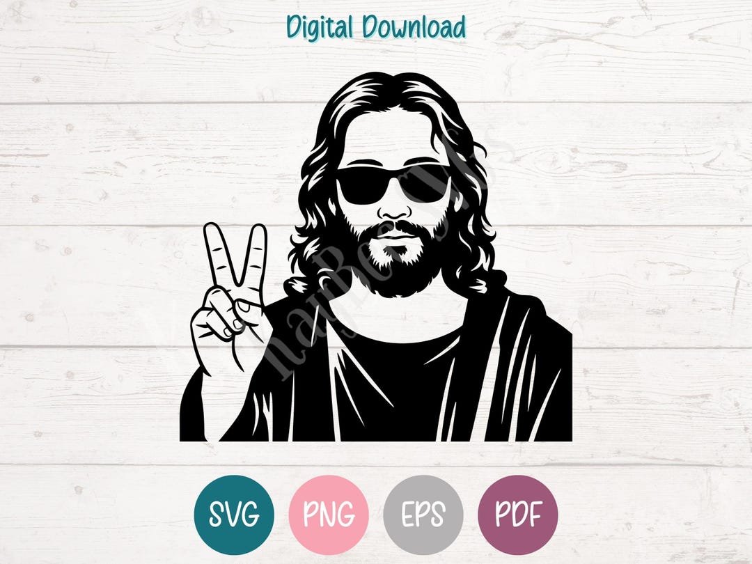 Hippie Jesus With Sunglasses SVG PNG Clipart Cut Files for Cricut ...