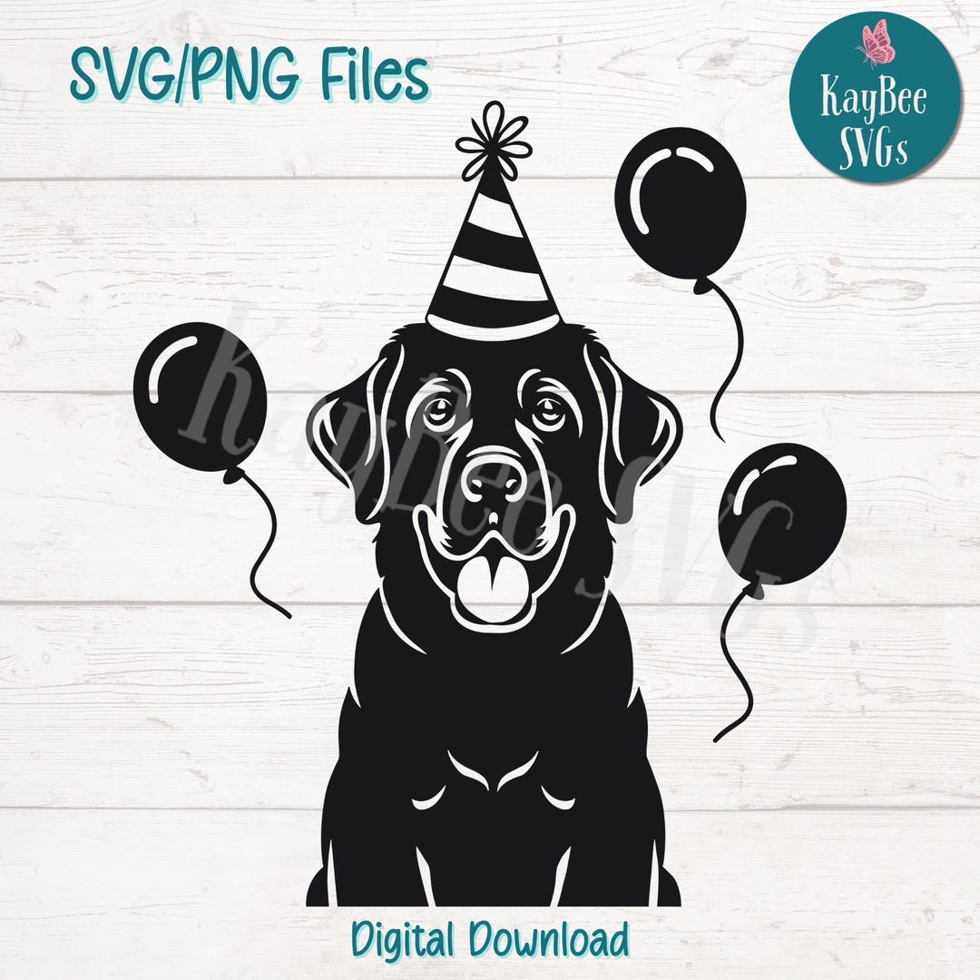 Birthday Black Lab SVG, Party Hat, Balloons (digital Download) - Etsy