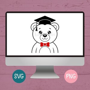 Bear in Graduation Cap SVG PNG Cut File for Cricut, Silhouette ...