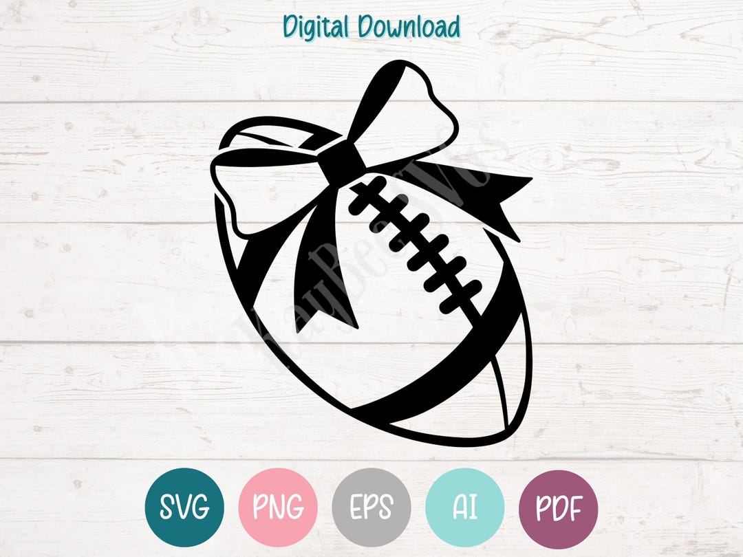 Football With Bow SVG PNG Clipart Cut Files for Cricut, Silhouette ...