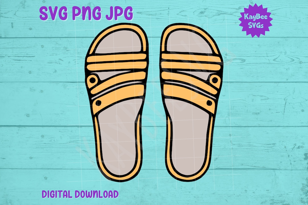 Strappy Slip-on Beach Sandals SVG PNG JPG Clipart Digital Cut File ...