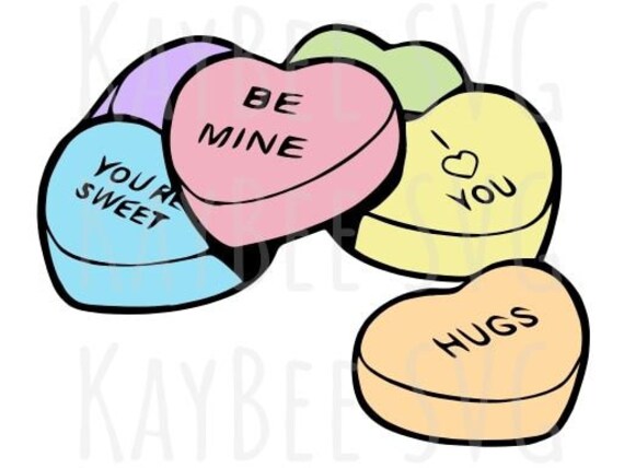 Valentine's Day Conversation Hearts SVG PNG JPG Clipart | Etsy