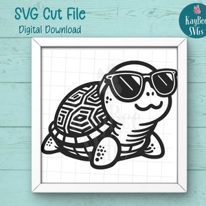 Cool Turtle SVG Cut File for Cricut, Silhouette, Digital Download ...