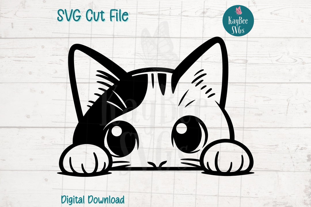 Cute Peeking Cat SVG Cut File for Cricut, Silhouette, Digital Download ...