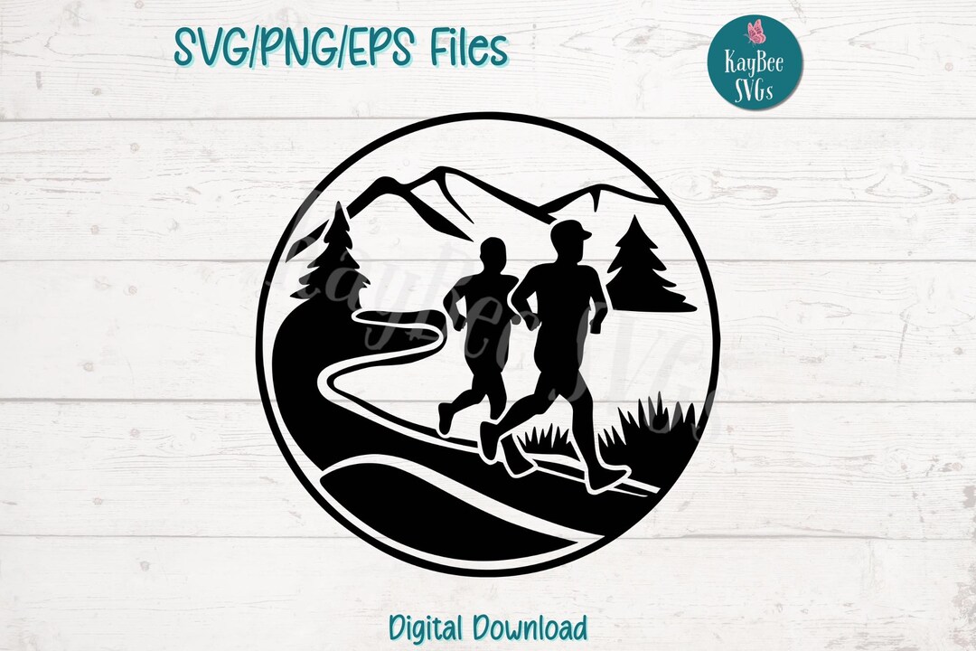 Trail With Runners SVG PNG Outdoor Exercise Clipart for Hiking and ...