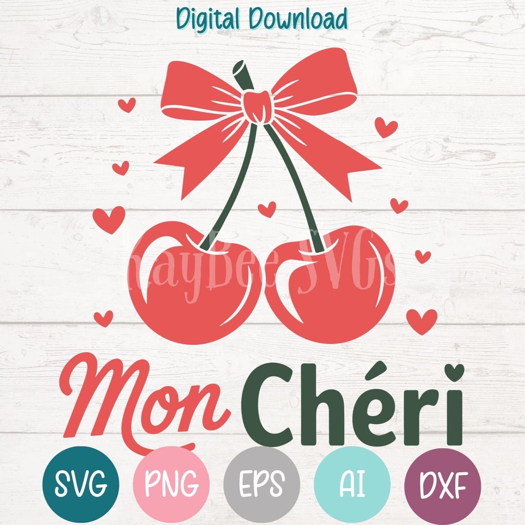 Mon Cheri Cherries SVG: Clipart Cut Files for Cricut, Silhouette, Laser ...