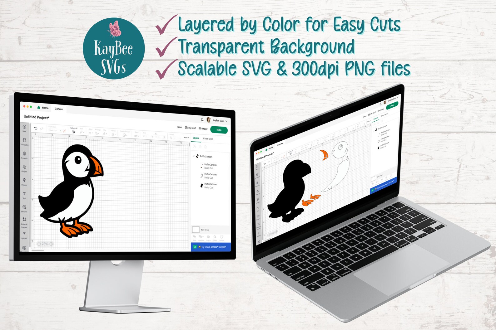 Cartoon Puffin SVG: Clipart Cut Files for Cricut, Silhouette, Laser ...