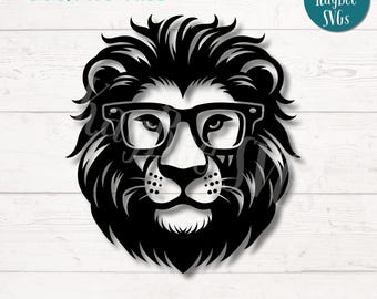 Lion Svg Cut File, Lion With Glasses Svg, Wild Animal Svg, Cricut ...