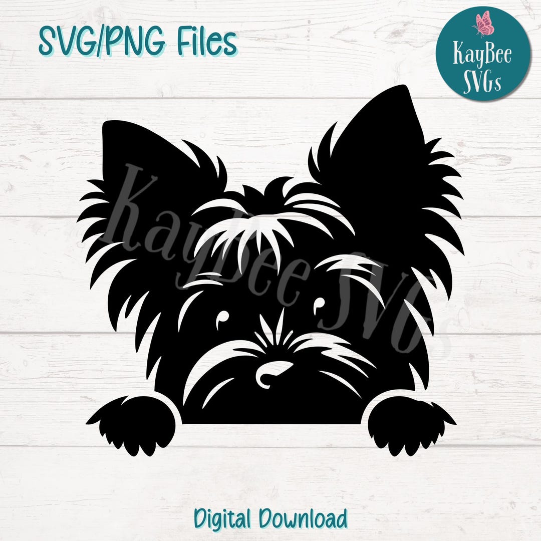 Peeking Yorkie SVG PNG Cut Files for Cricut, Silhouette Digital ...