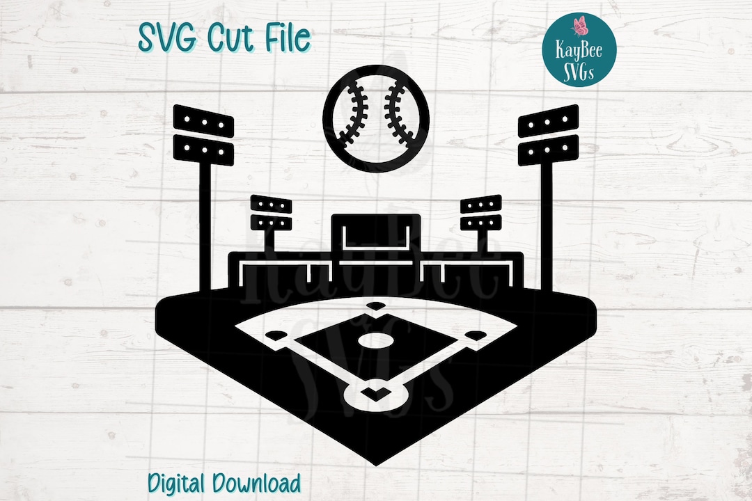 Baseball Diamond SVG Cut File for Cricut, Silhouette, Digital Download ...