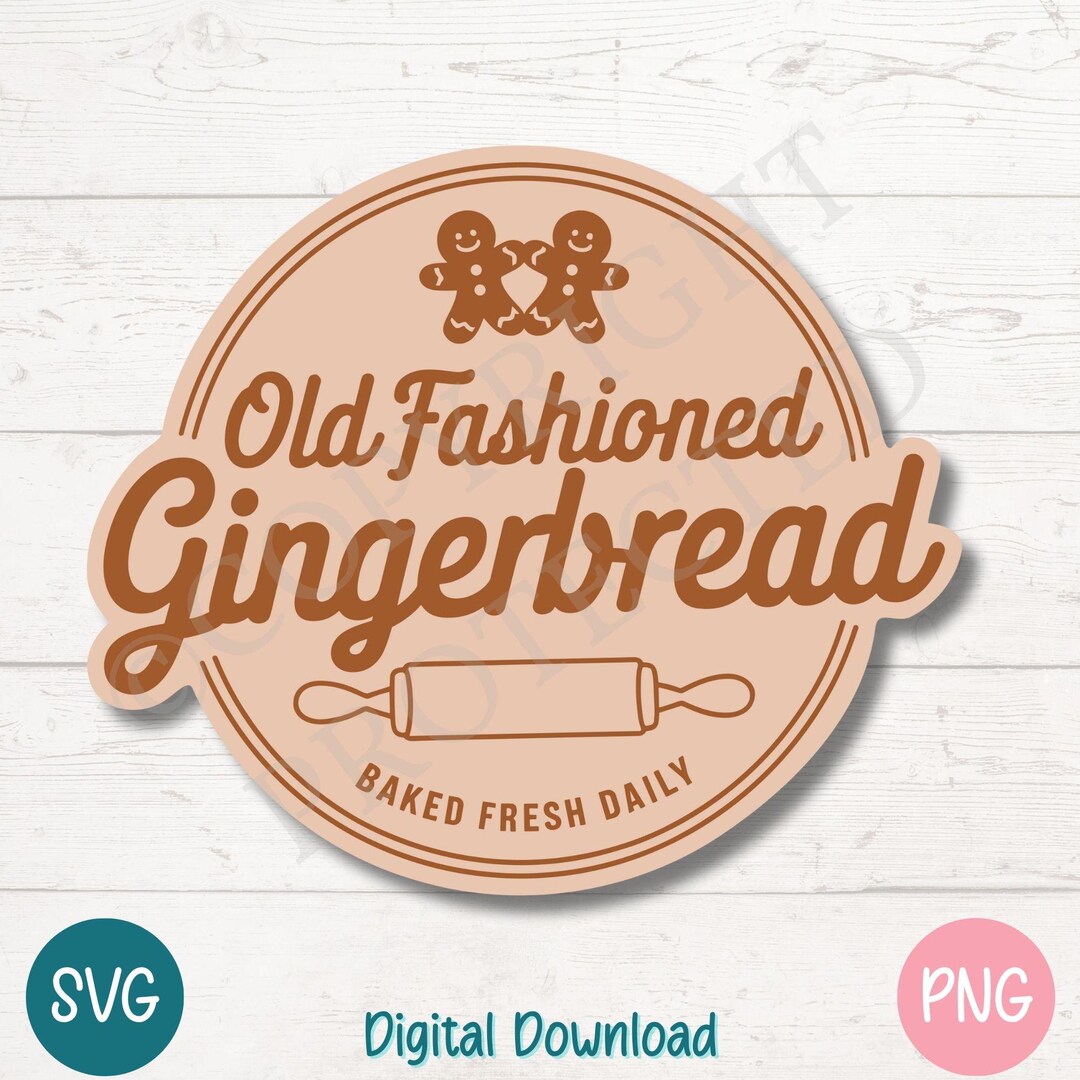 Old Fashioned Gingerbread SVG PNG | Vintage Bakery Label Clipart for ...