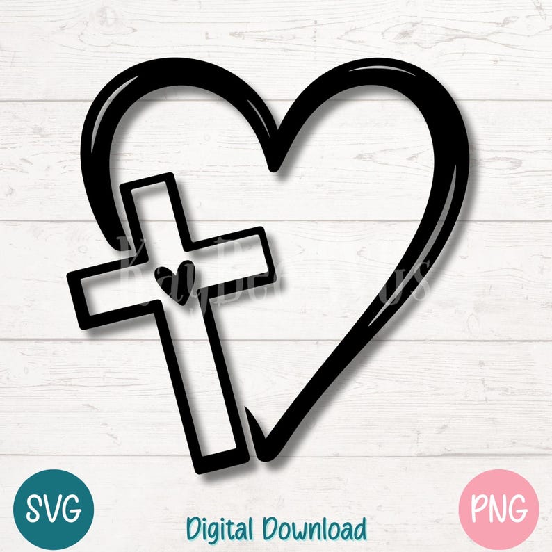 Heart Cross SVG PNG Clipart Cut Files for Cricut, Silhouette, Laser ...
