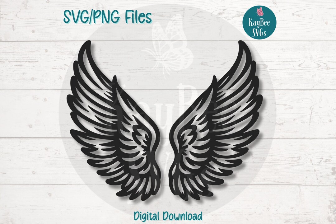 Angel Wings SVG PNG Cut Files for Cricut, Silhouette, Digital Download ...