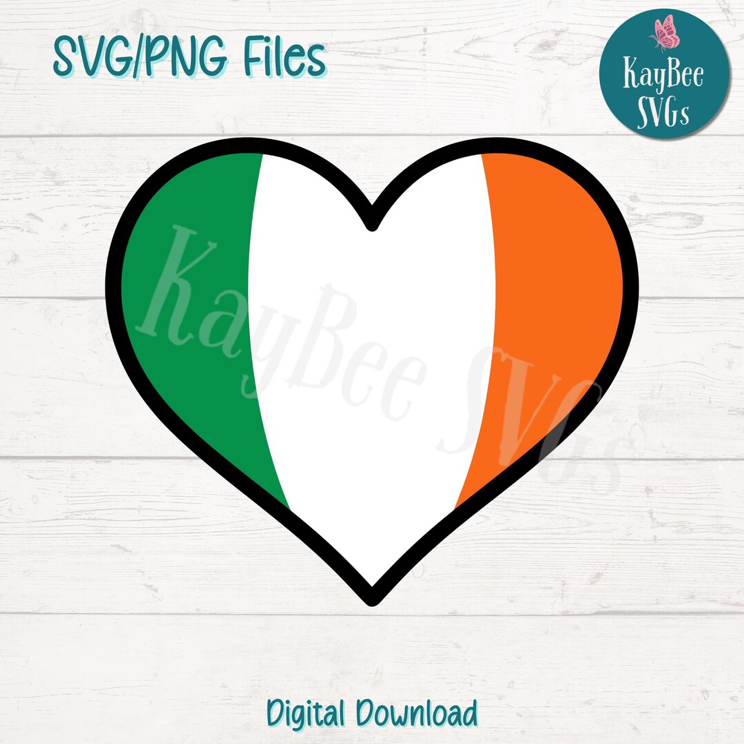 Irish Flag Heart SVG PNG Cut Files for Cricut, Silhouette Digital ...
