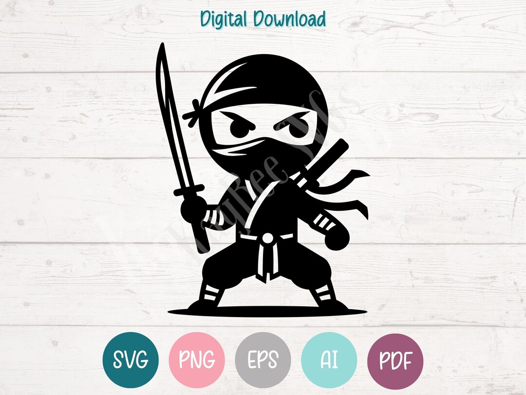 Ninja SVG PNG Clipart Cut Files for Cricut, Silhouette, Laser Engraving ...